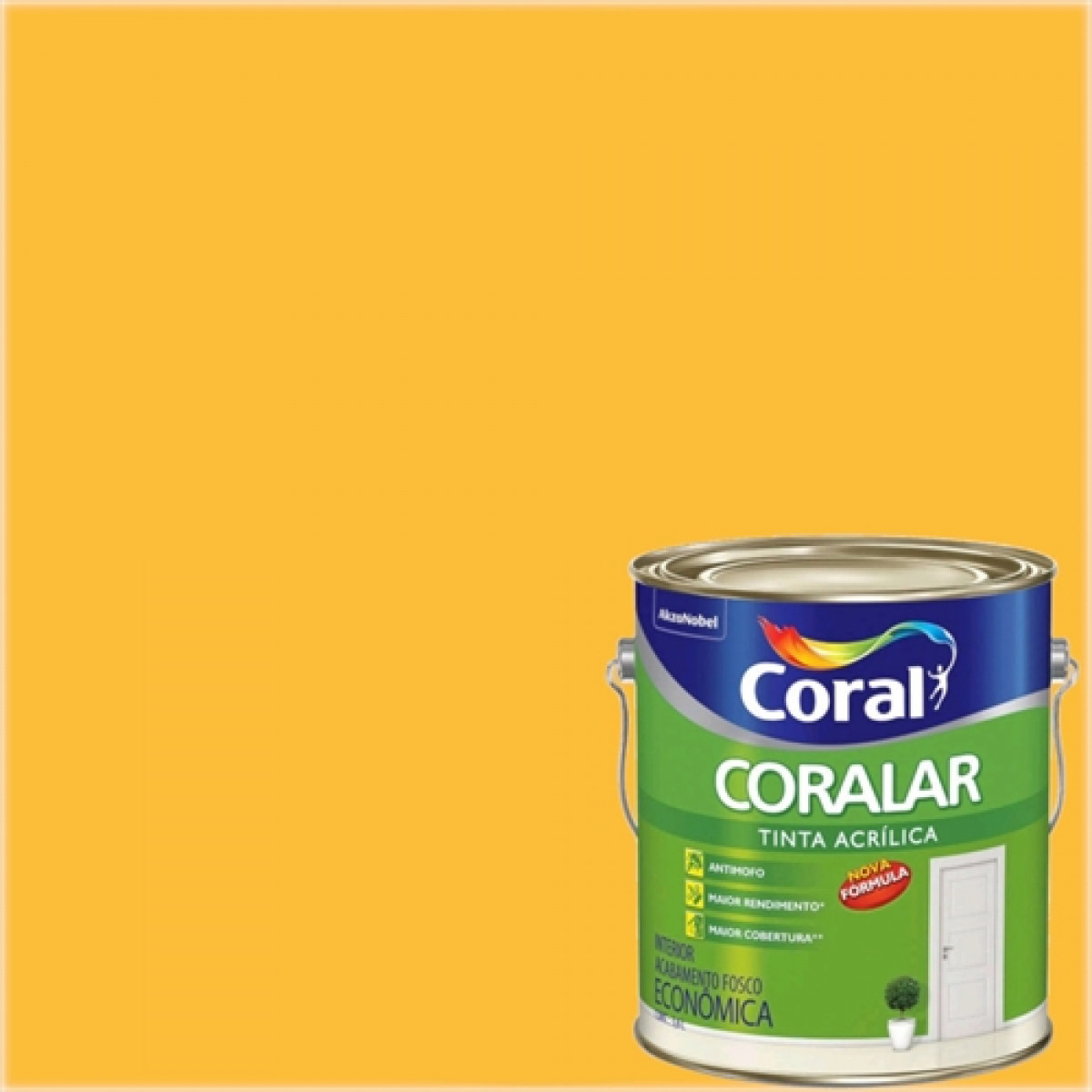 Tinta Coralar Econômica Acrílica Fosco Amarelo Frevo 3,6L - Coral ...