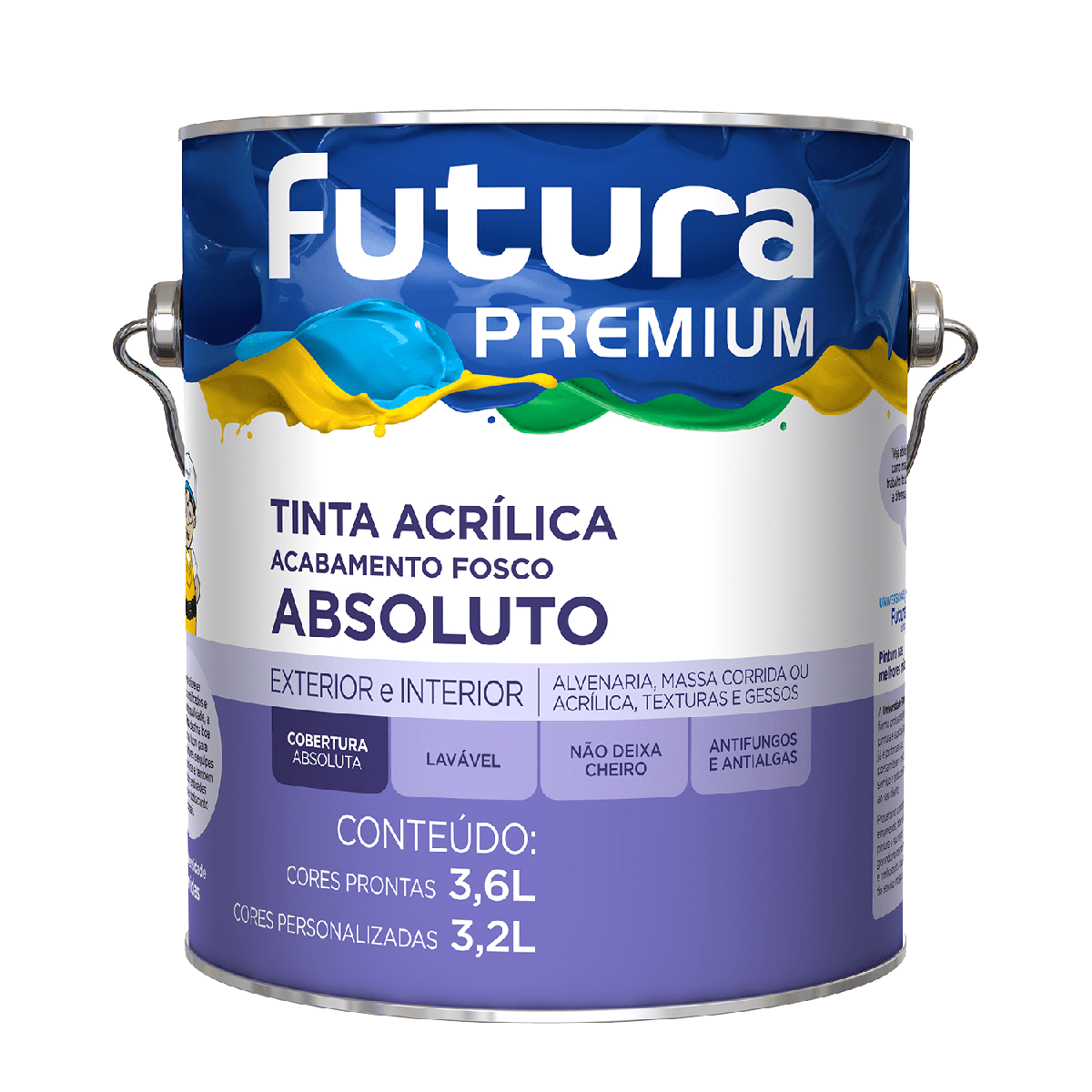 Tinta Acrílica Fosco Absoluto Azul Oceano 3,6l - Futura - Tintas | Casa ...