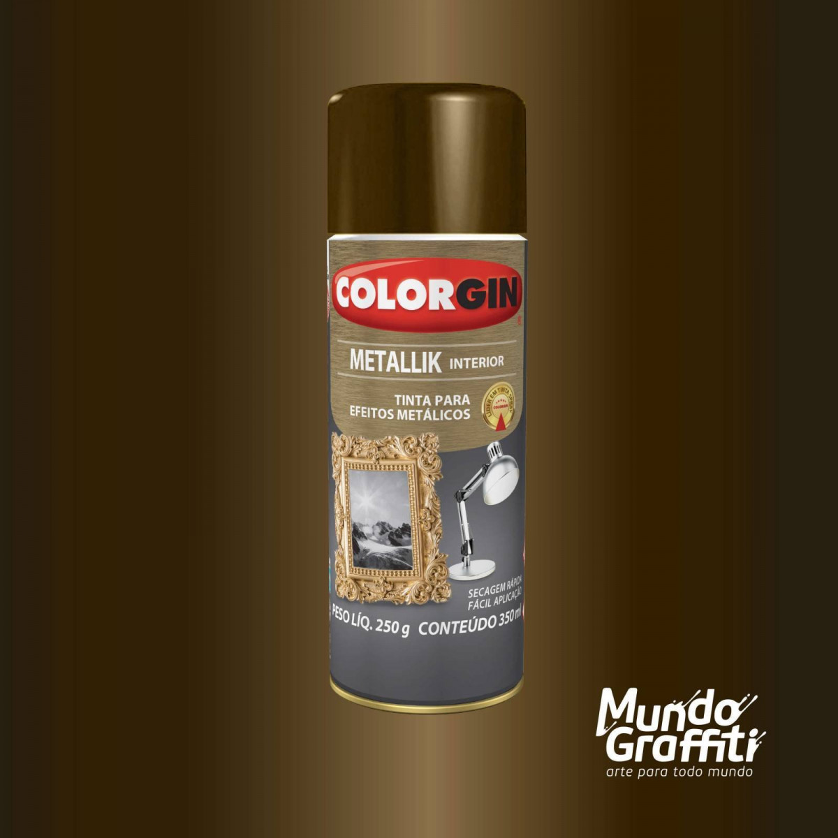 Tinta Spray Metallik Bronze 350ml 55 - Colorgin - Tintas | Casa Combate